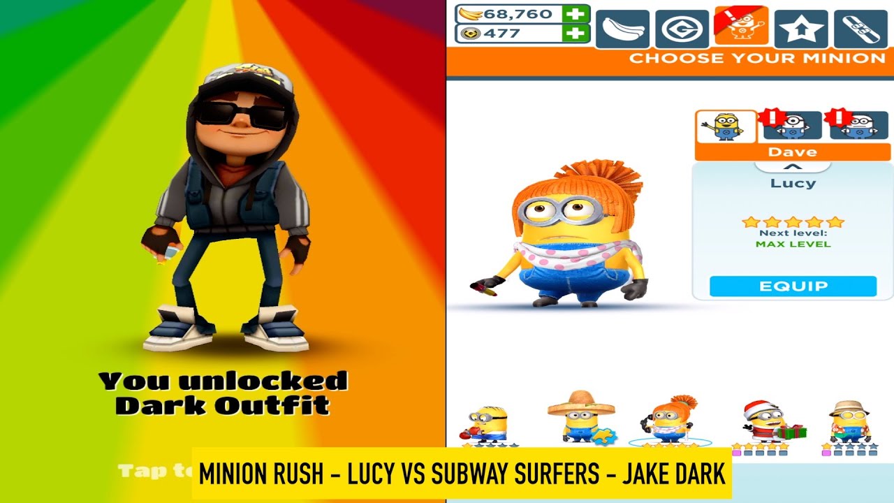 Minion Rush Lucy VS Subway Surfers Jake Dark - Double iOS Android ...