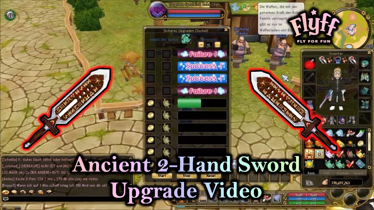 Flyff - [Upgrade Video] Ancient 2-Hand Sword (Amateur Style) - YouTube