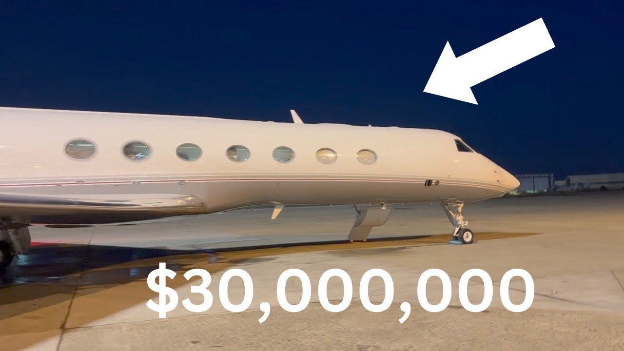 PRIVATE Gulfstream G550 Walk Around, Takeoff, and Snowy Landing! - YouTube