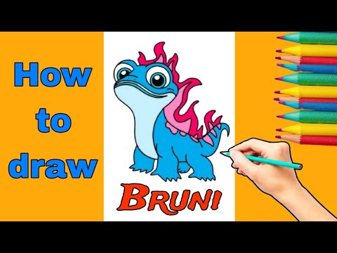 How to draw bruni from frozen2| @artshub 🐲👍🏻👍🏻 - YouTube