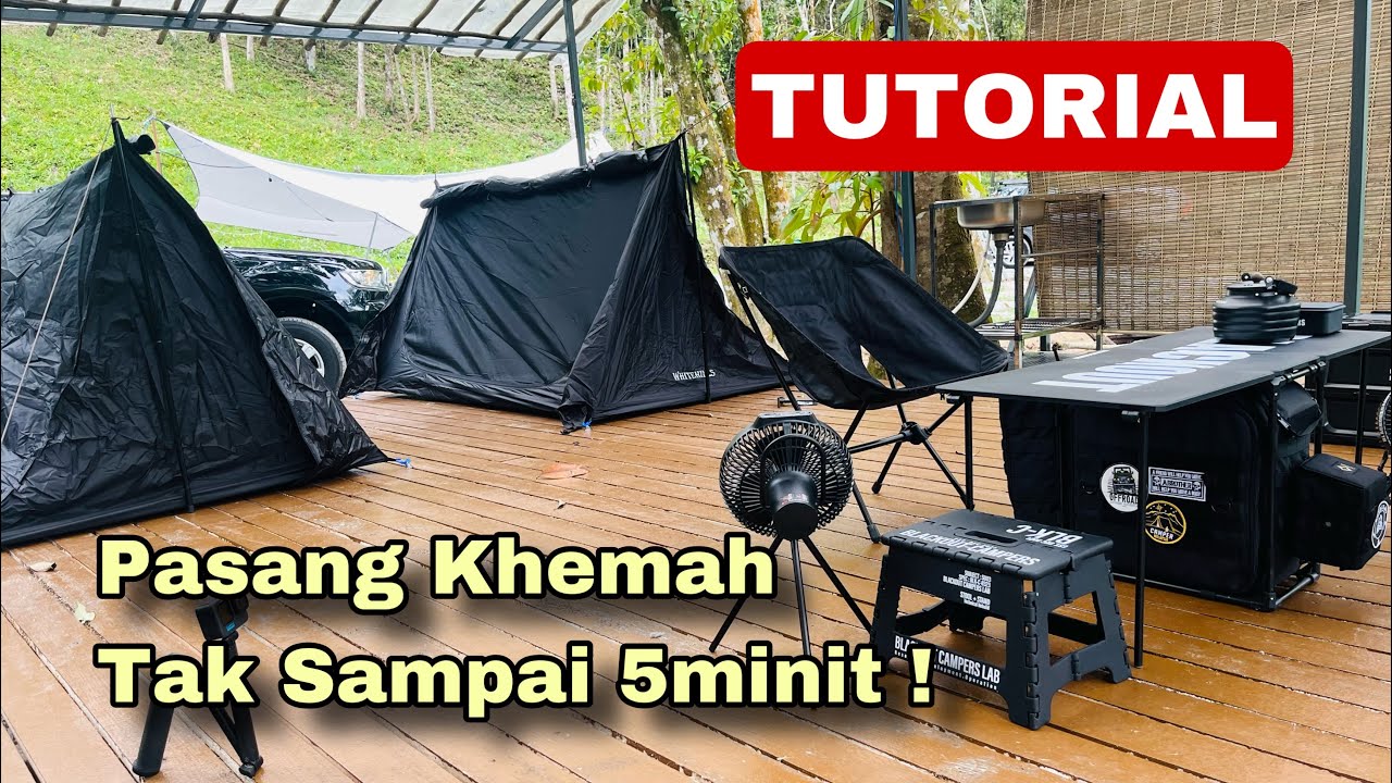 CARA PASANG KHEMAH BUSHCRAFT TENT INSTALLATION | WHITEHILLS | BLACK ...