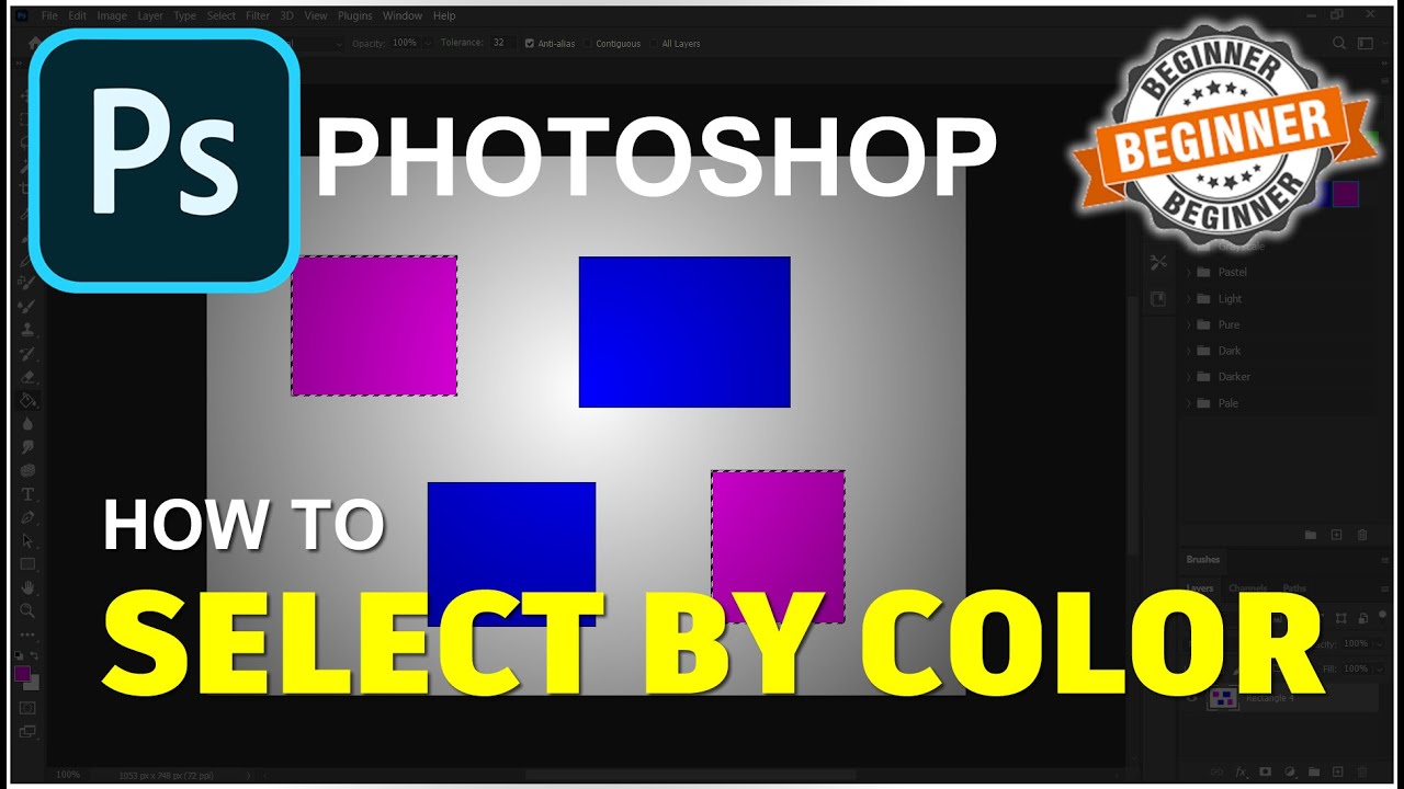 Photoshop How To Select By Color Tutorial - YouTube