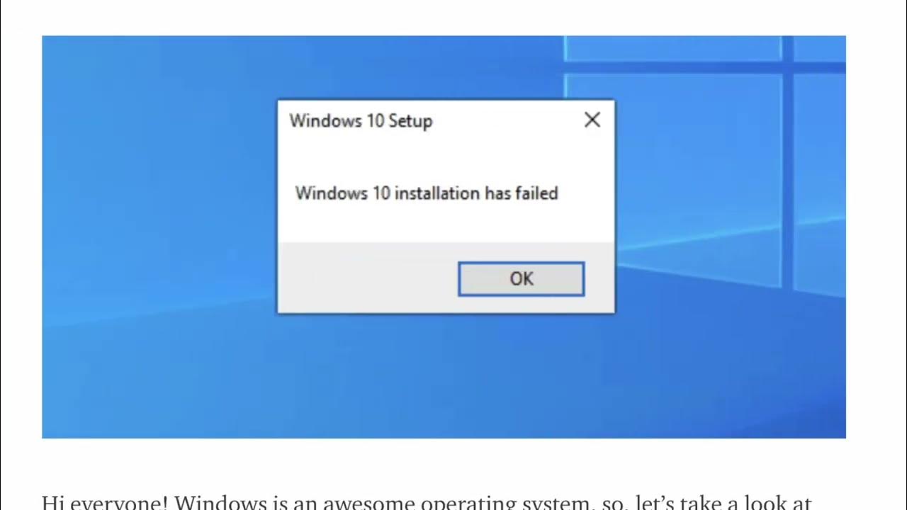 How To Fix Windows 10 Installation Failed - YouTube