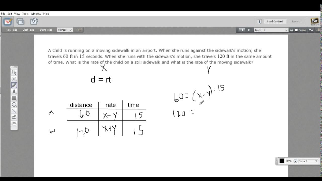 Solving a distance rate time problem using a system of equations - YouTube