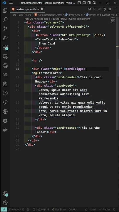 Design The Bootstrap Card Component In Angular Animations App Angular16 Leelawebdev Angular