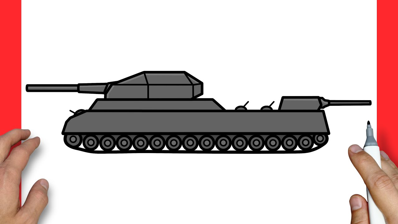 How to draw Landkreuzer P. 1000 Ratte Tank easy - YouTube