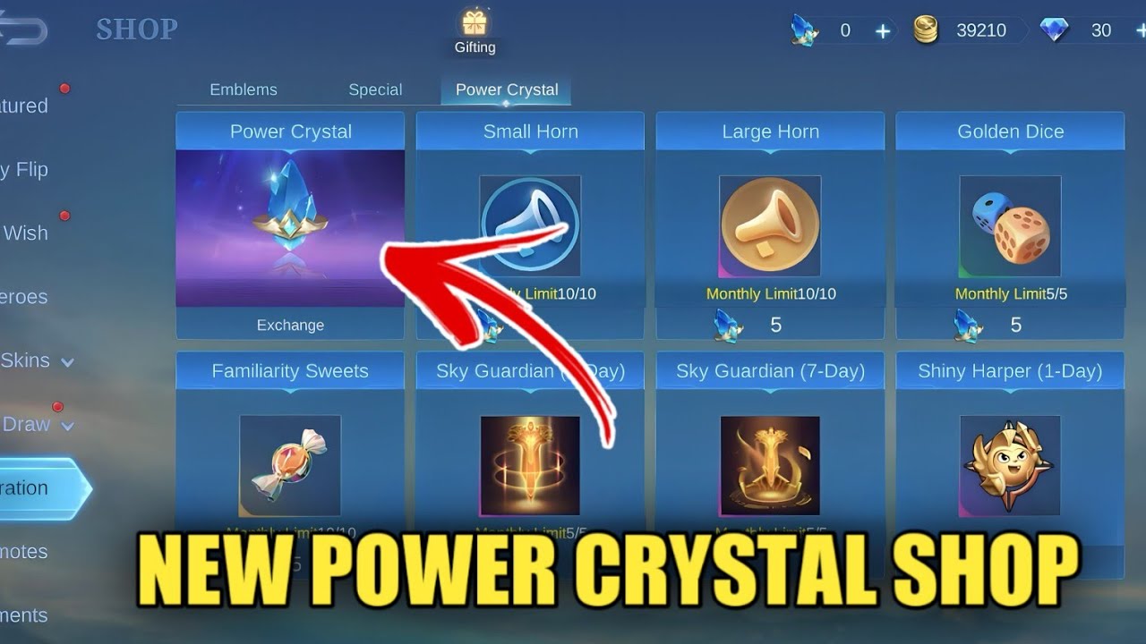 NEW POWER CRYSTAL SHOP | GET SPAWN & RECALL | Mobile Legends - YouTube