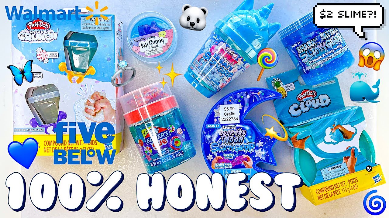 Blue Store Bought Slimes Review Under $7 💙🐳 Walmart vs Five Below vs ...