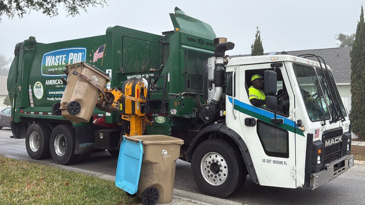 Waste Pro Mack LR New Way Sidewinder Garbage Truck - YouTube