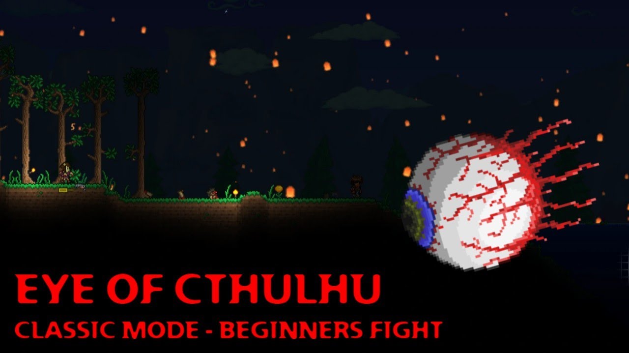 Beginner fights Eye Of Cthulhu // Terraria Classic Mode - Beginner Vs ...