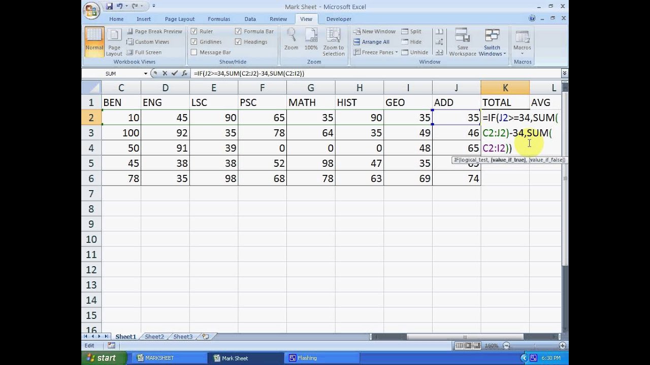 Ms Excel 2016 How To Create Mark Sheet With Formulas Part 2 Images Ms Excel 2016 How To Create Mark Sheet With Formulas Part 2 Images
