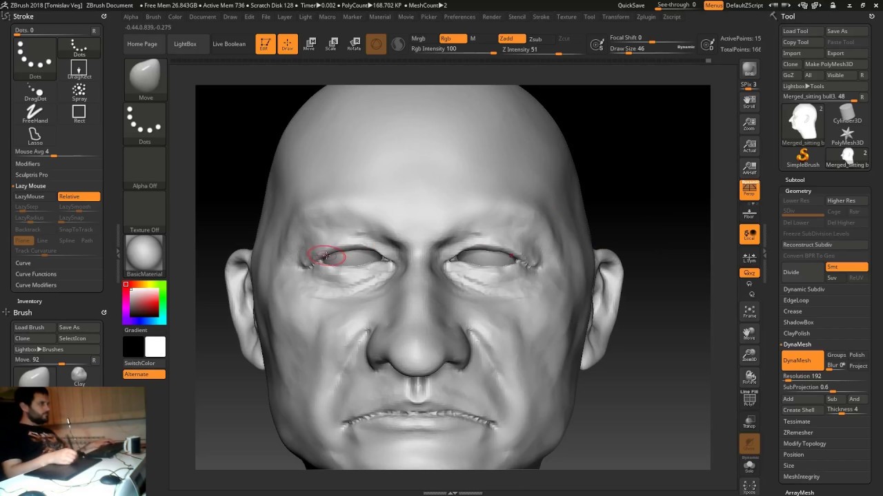 Live portrait sculpting of Sitting Bull in Zbrush Part 2 - YouTube