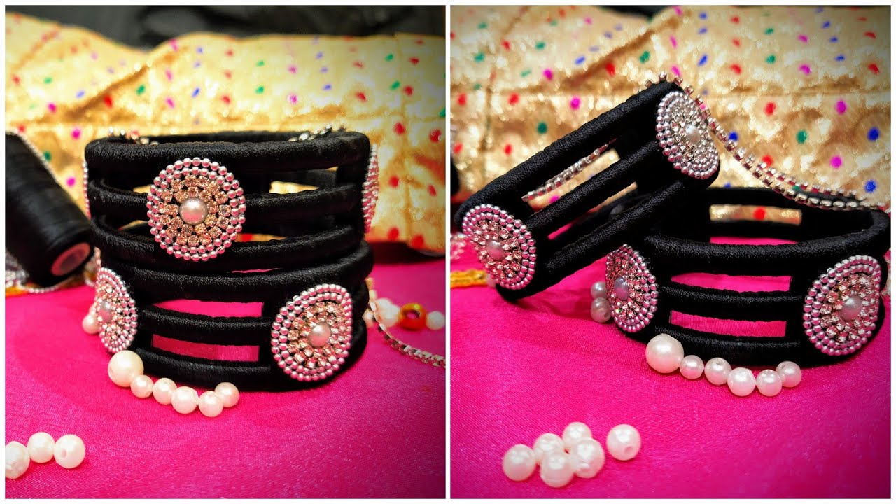 Silk thread braided designer bangle cum bracelet | Learn how to make designer silk thread bangle ...