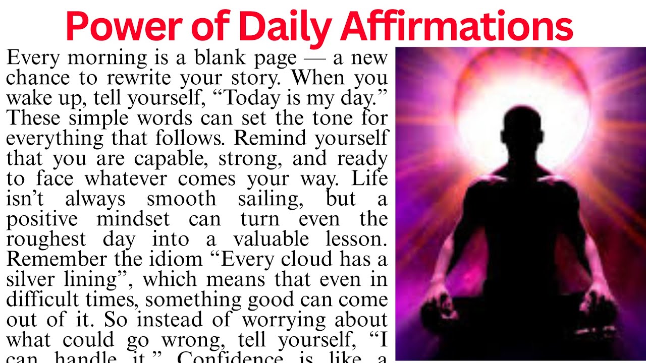 Positive Affirmations | Reading Comprehension | Motivational Article ...