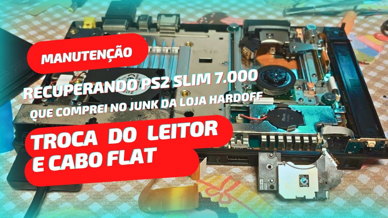 Recuperando o PS2 Slim 7.000: Nova vida com leitor e cabo Flat Novos ...