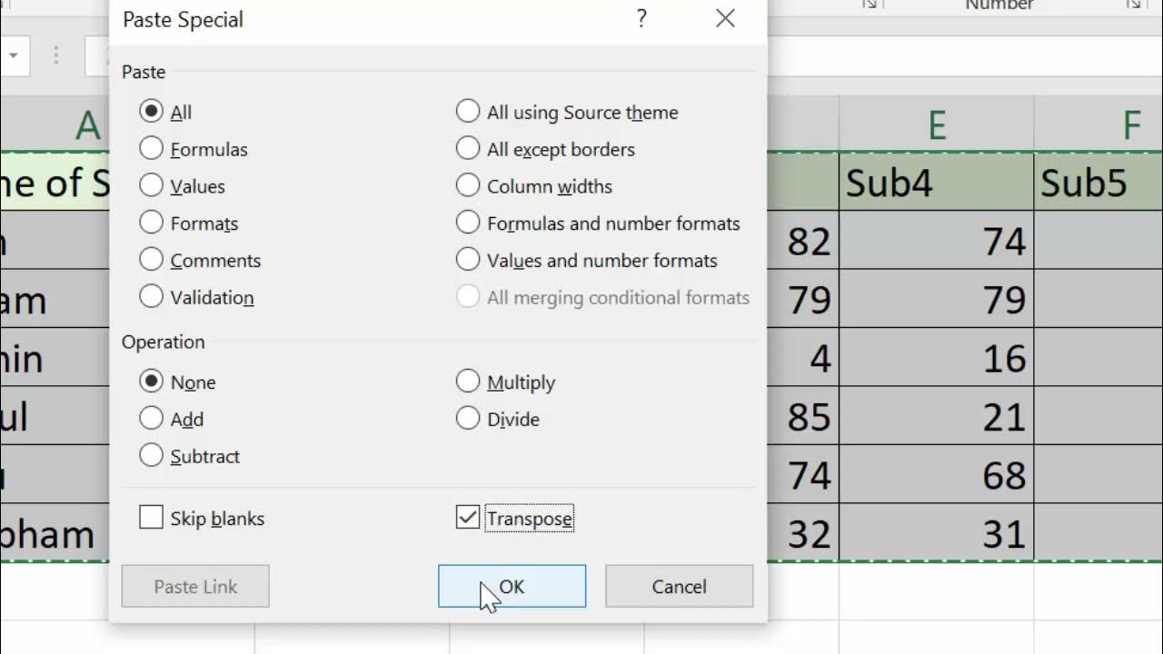 Transpose option in Microsoft Excel@COMPUTEREXCELSOLUTION - YouTube