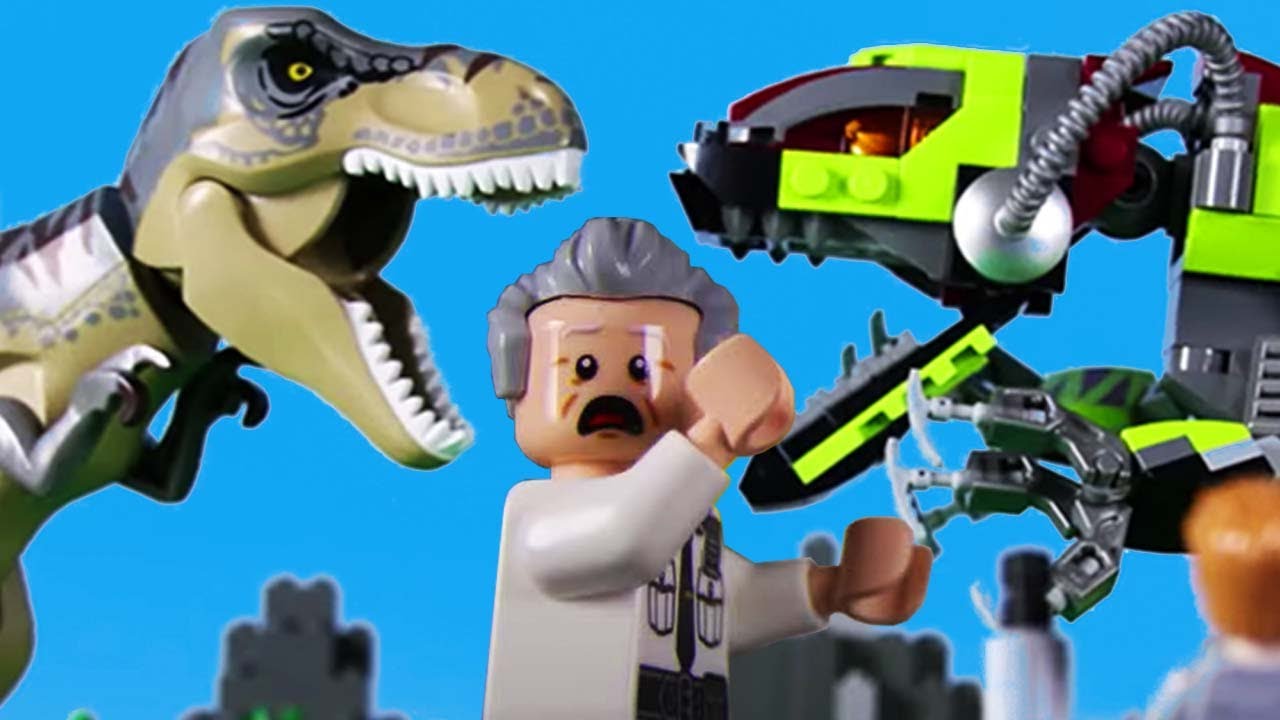 LEGO | Real T-Rex FIGHTS Robo T-Rex! | STOP MOTION | Dinosaur Robots ...