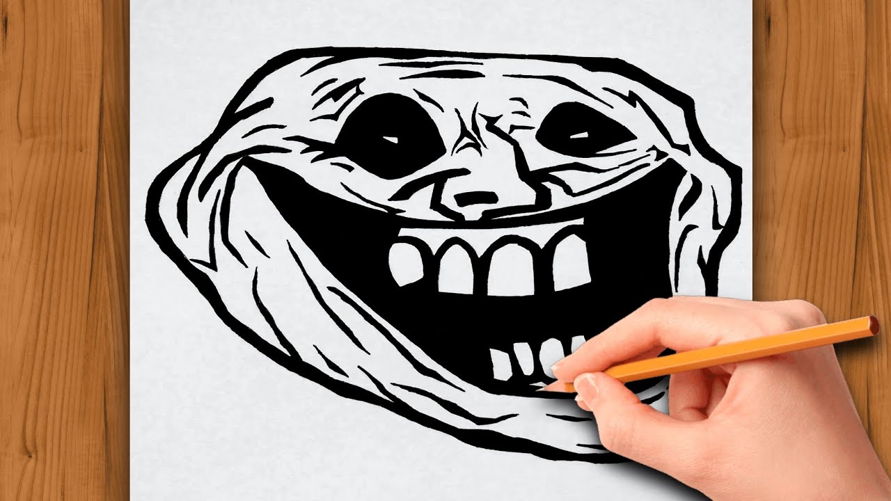 Easy to draw|How to draw Troll Face Meme Clipar|step by step - YouTube