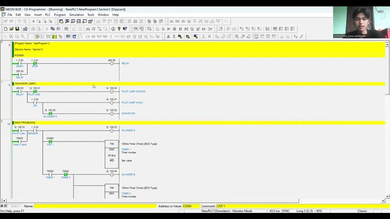 Tugas Mekanisme Mesin Bor pada PLC - CX Programmer - YouTube