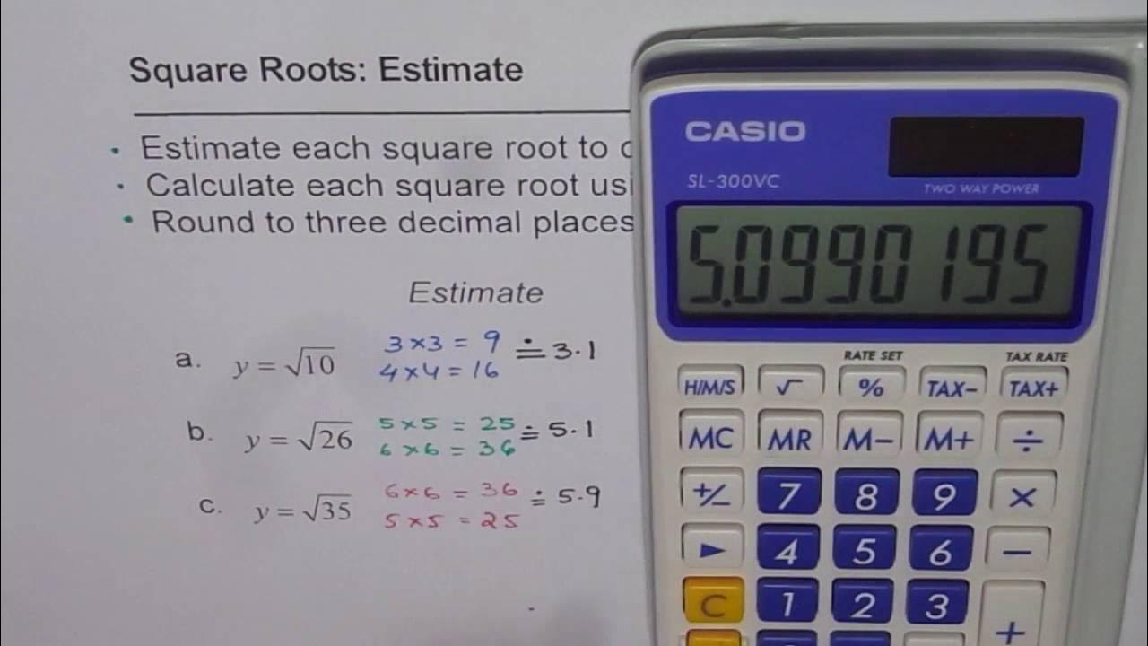 How to Estimate Calculate and Round Square Root of Numbers - YouTube