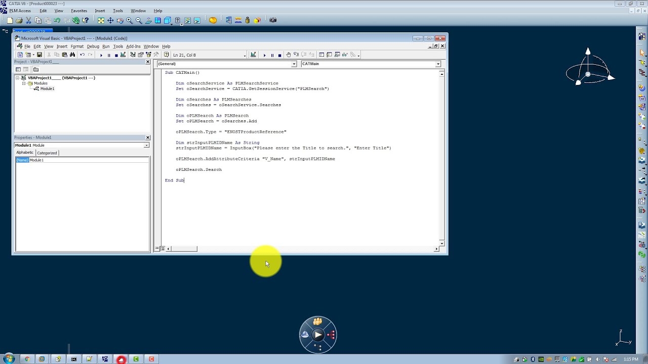 Catia V6 Vba Macros Search Plm Database Youtube