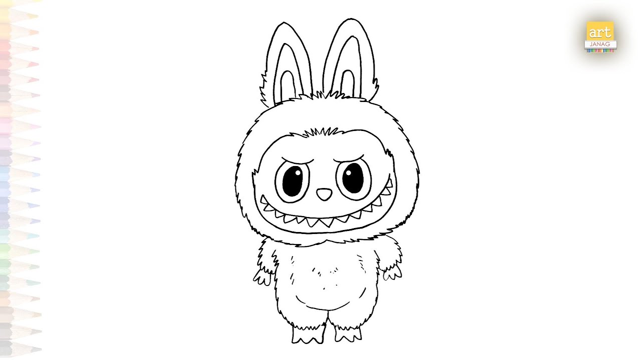 Labubu doll drawing easy | Cartoon outline sketches| How to draw Labubu ...