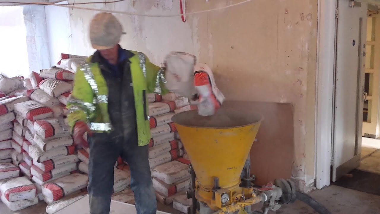 dry spray concrete at celing with aliva 003 - YouTube