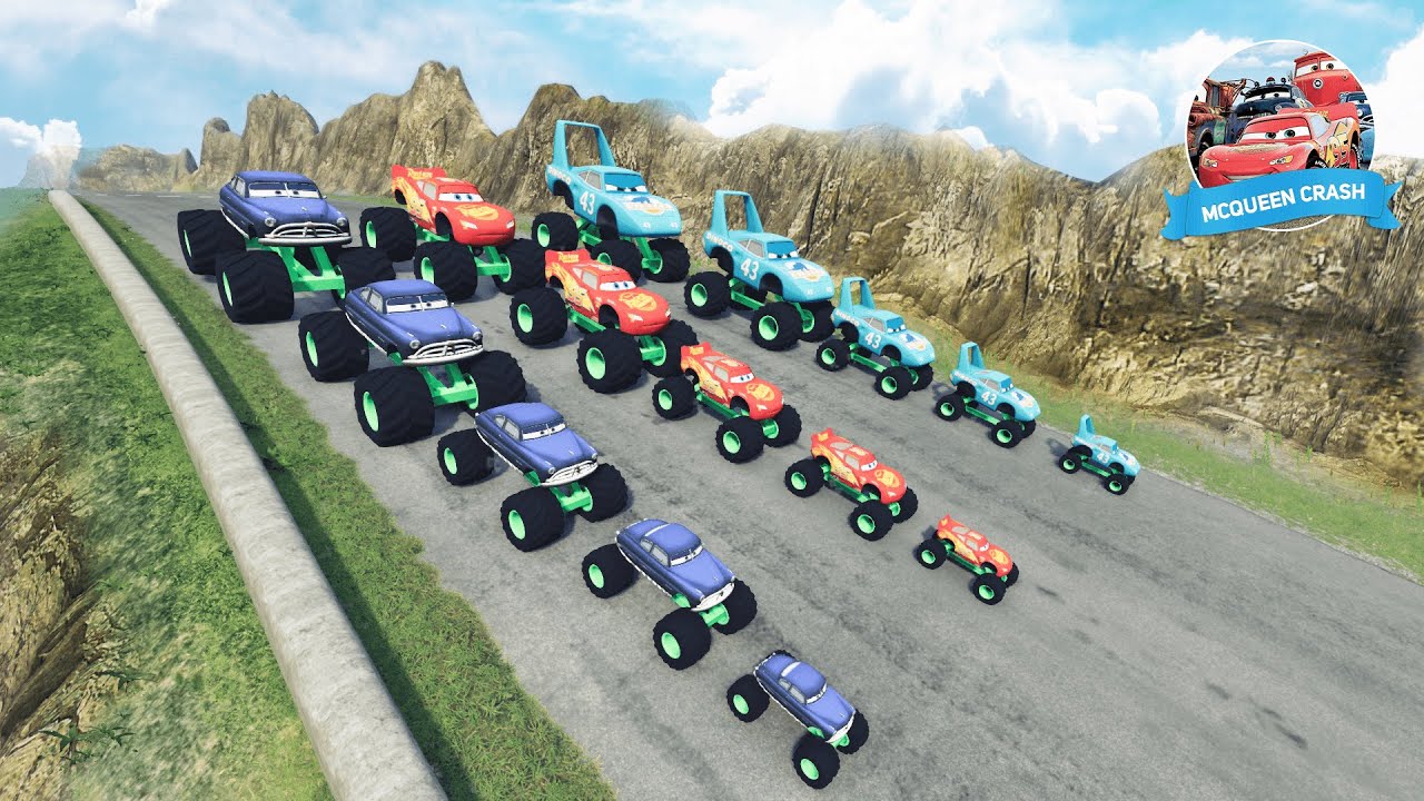 Pixar Cars Big & Small Monster Lightning Mcqueen, King Dinoco, Doc ...
