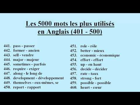 Les 5000 mots les plus utilisés en Anglais (401 - 500) - YouTube