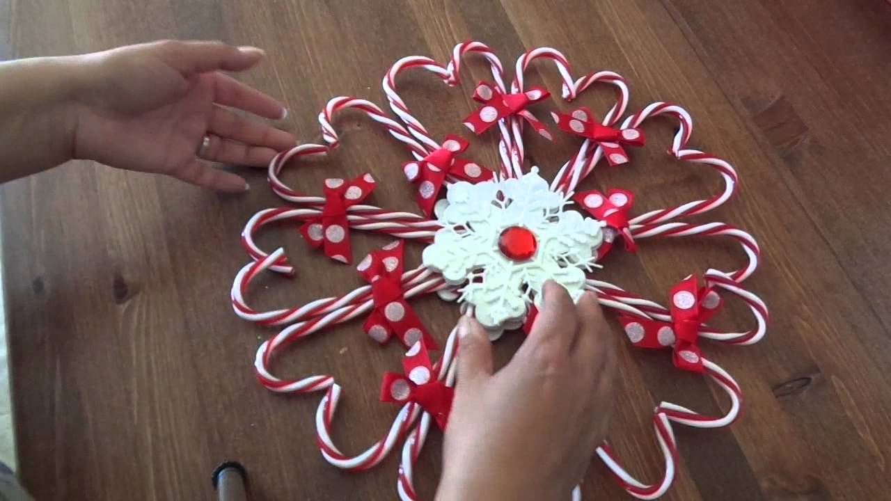 Pinterest Inspired Candy Cane Wreath - YouTube