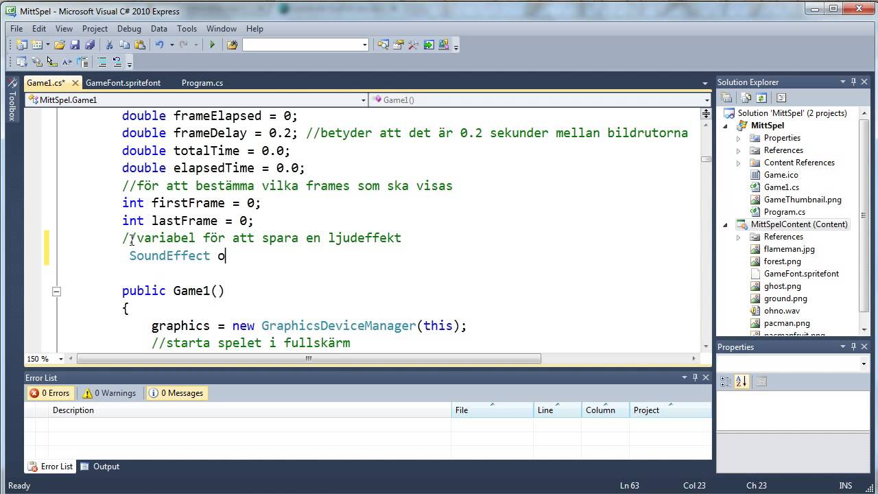 Spelprogrammering XNA 4 0 ljudeffekter - YouTube