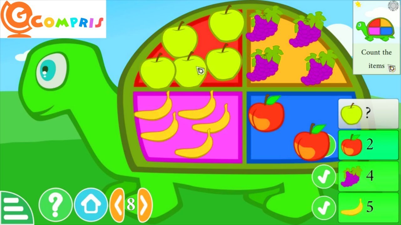GCompris educational software for kids | Learn to count fruits | Learn numbers for kids ...