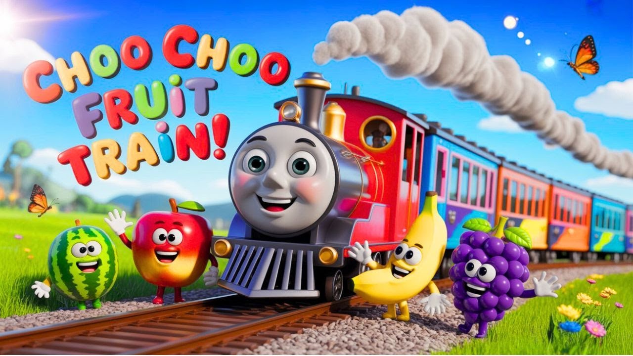 Choo Choo Fruit Train 🚂 | Learn Fruits with Cute 3D Animation | Kids ...