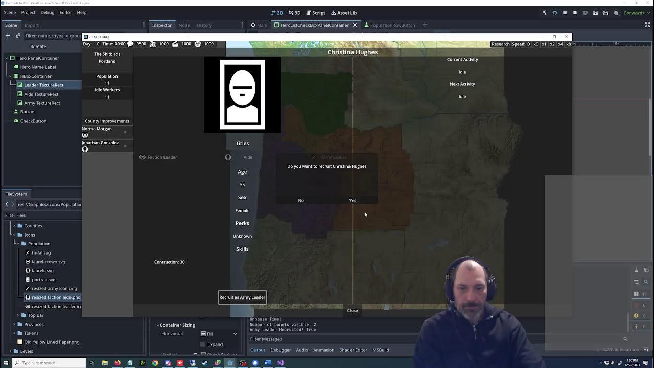 2D 4X – Godot .Net C# – Checkbox to convert a hero to an army. - YouTube
