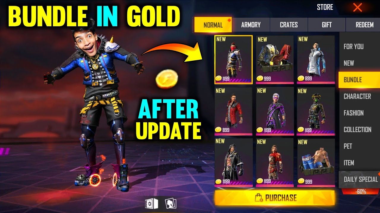 FREE BUNDLE IN GOLD 😯 -Garena Free Fire - YouTube