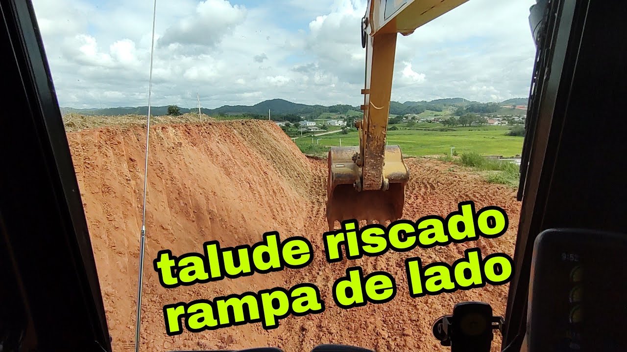 talude riscado com escavadeira na produção - YouTube
