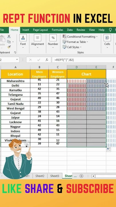 How To Use Rept Function In Excel In Just A Second😍| Tarnado Chart with Rept Formula🤩# ...