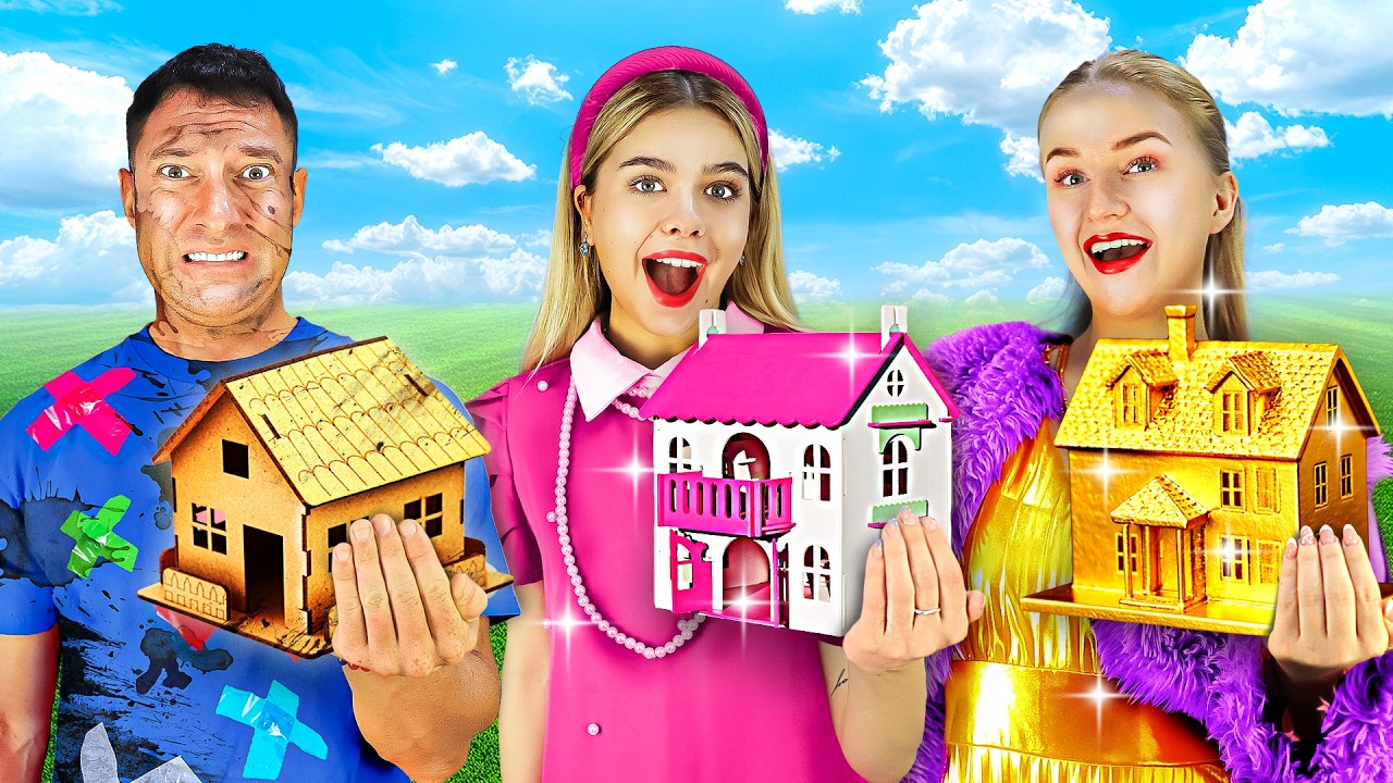 Poor vs Rich vs Giga Rich Tiny House! We Build a Secret Room By Crafty ...