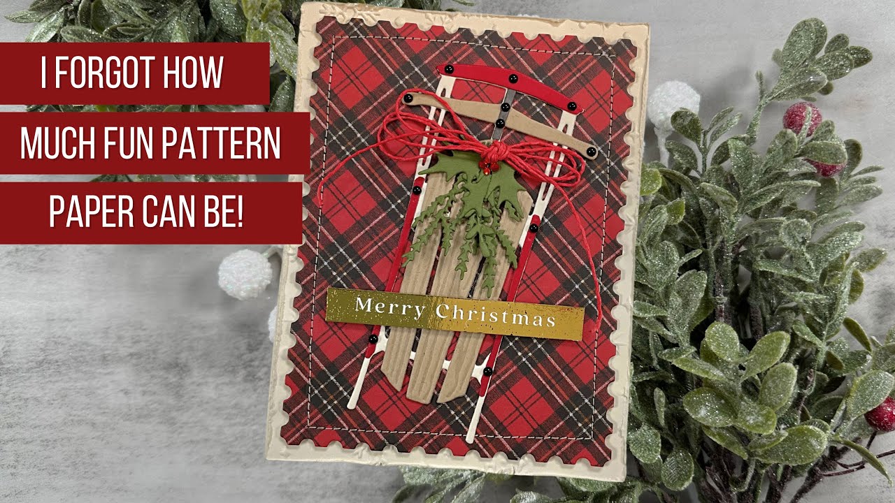 Let's make a Christmas Card with pattern paper and a vintage sled ...