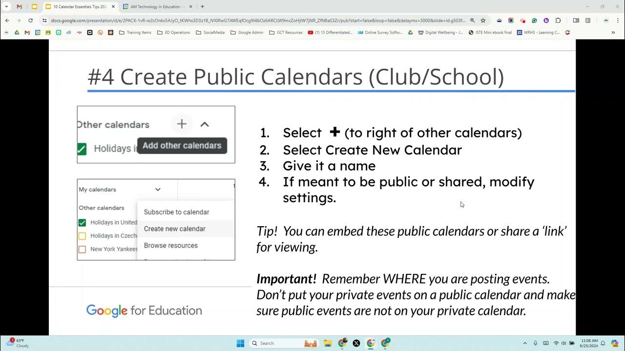 #4 Creating Public Calendars Google Calendar 10 Essential Tips (4/10) - YouTube