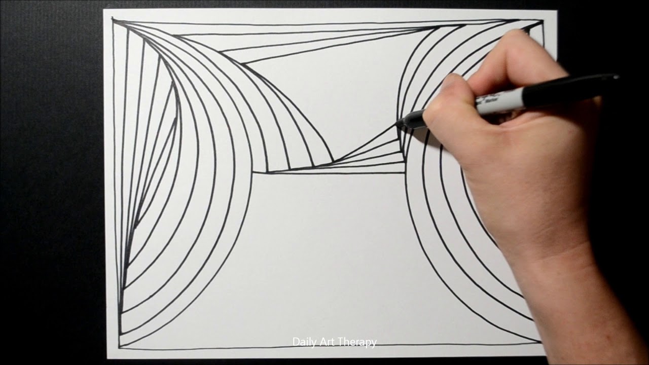 3D Illusion Pattern / Satisfying & Relaxing Line Drawing / Daily Art ...