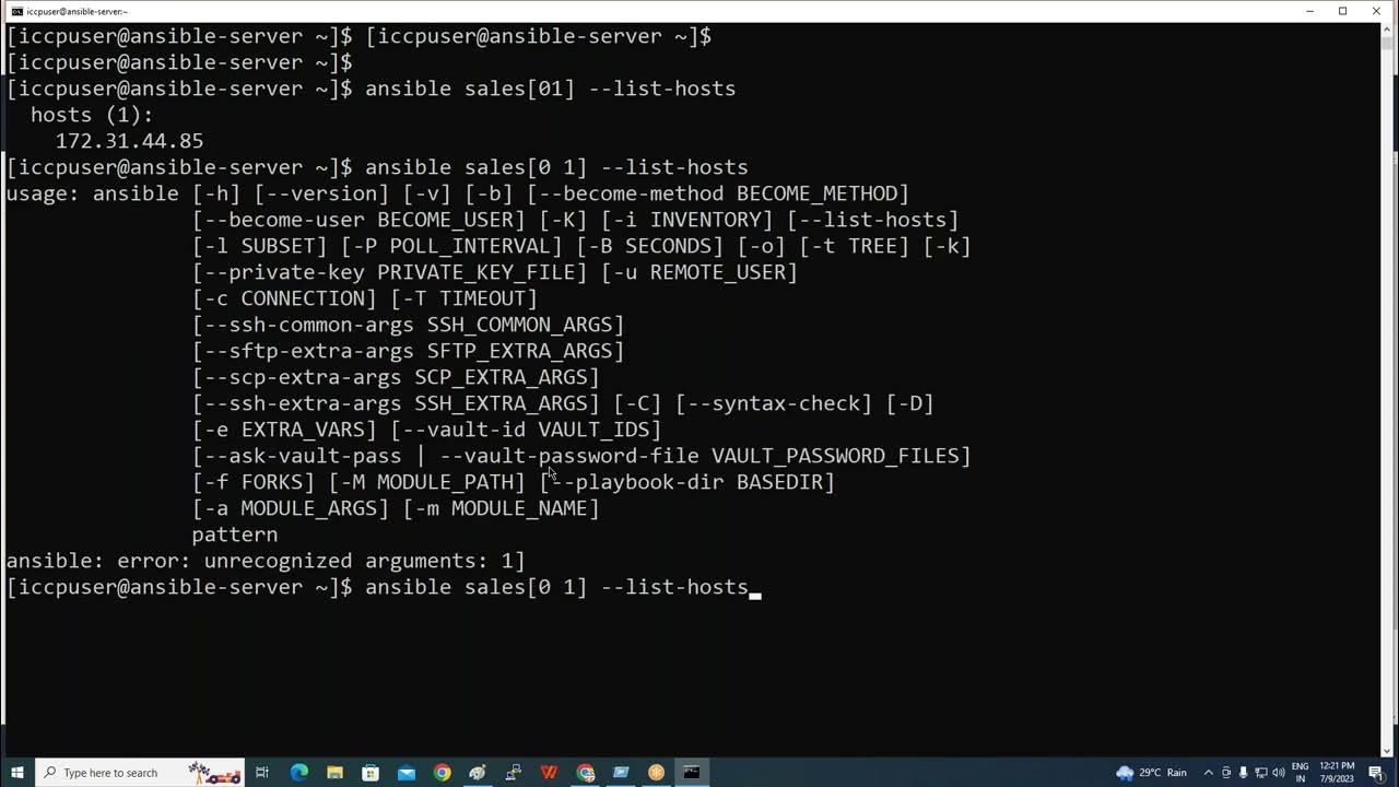 Ansible Session 2 Use Of Linux Commnd And Ad Hoc Command In Ansible Youtube