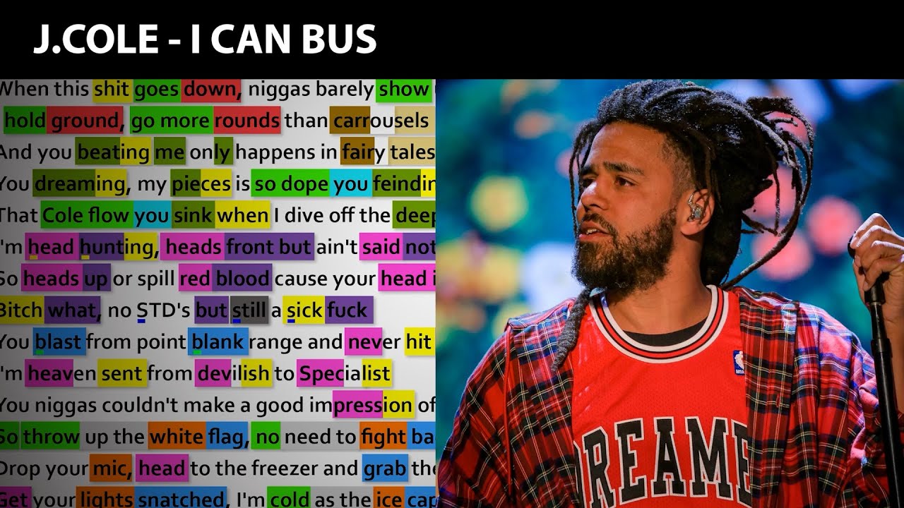 J. Cole - I Can Bus [Rhyme Scheme] Highlighted - YouTube