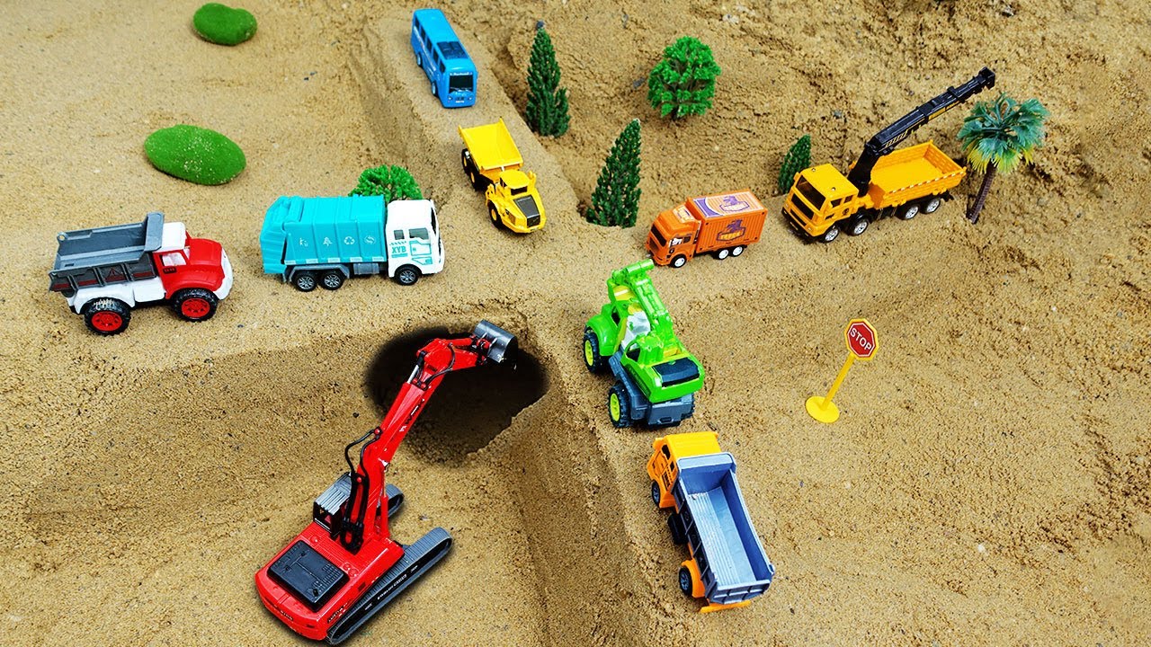 Playing car toys on the sand - Fun video for kids - YouTube