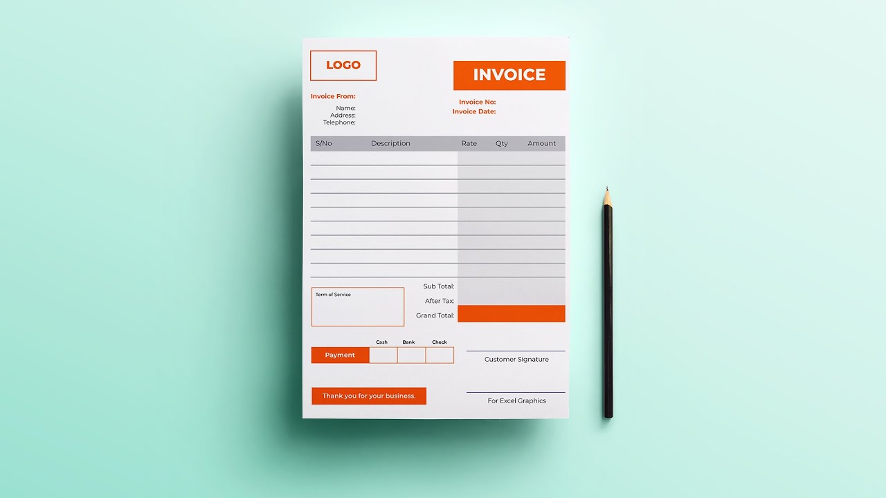 Professional invoice design in illustrator cc Tutorial - YouTube