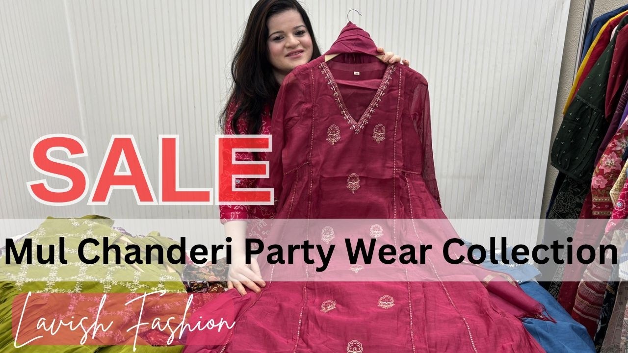 Premium Party Wear MUL CHANDERI, Chinon & Taj Cotton Dress with Chikenkari Pants by Lavish ...
