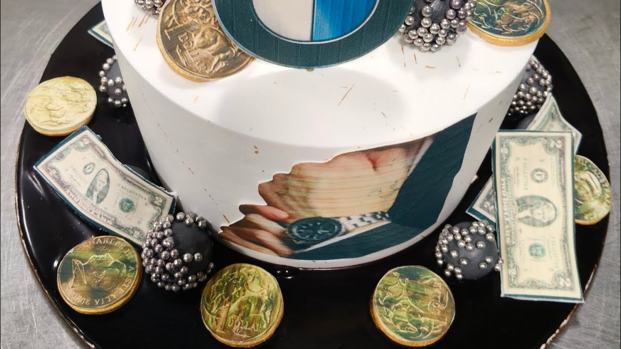 How to make design decoration Boss theme cake - YouTube
