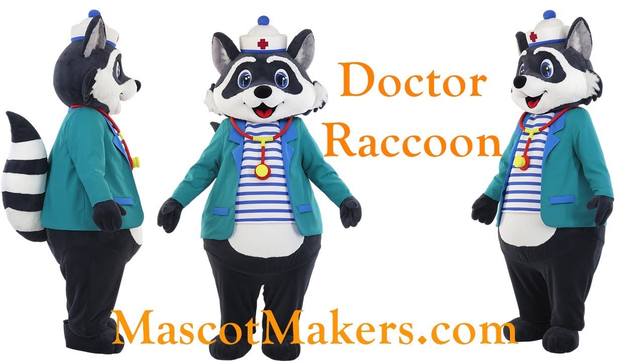 Doctor Raccoon Mascot Costume | Mascot Makers - Custom mascots and ...