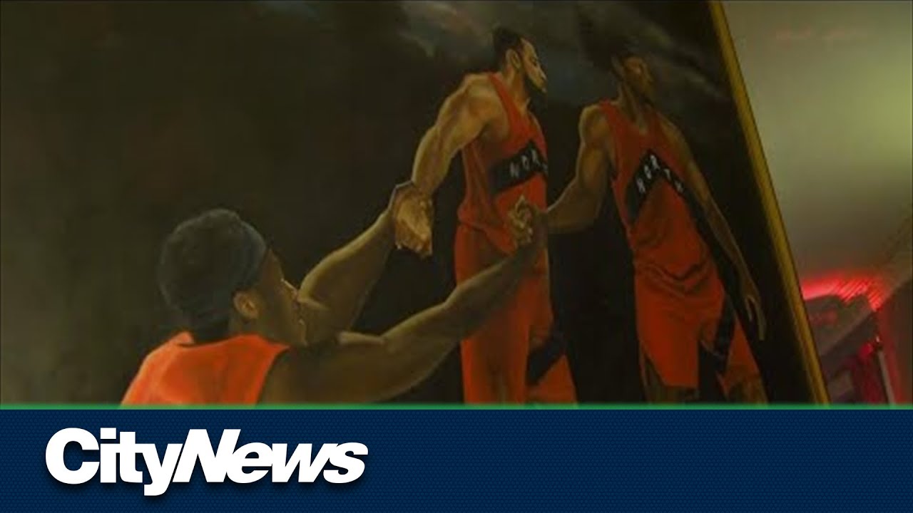 Raptors players reimagined in unique new art exhibit - YouTube