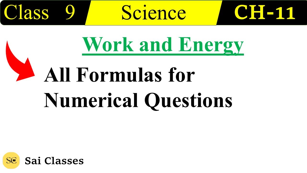 All Important Formula of Chapter 11 class 9 science | Work and Energy ...